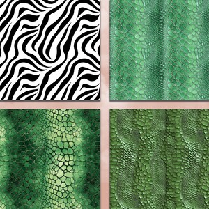 Animal Print Digital Paper Safari Seamless Pattern Including Tigers ...