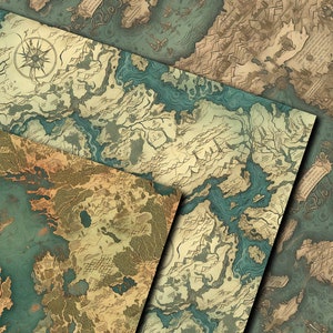 Fantasy Maps Digital Paper, Vintage Maps, World Map Scrapbook Paper ...