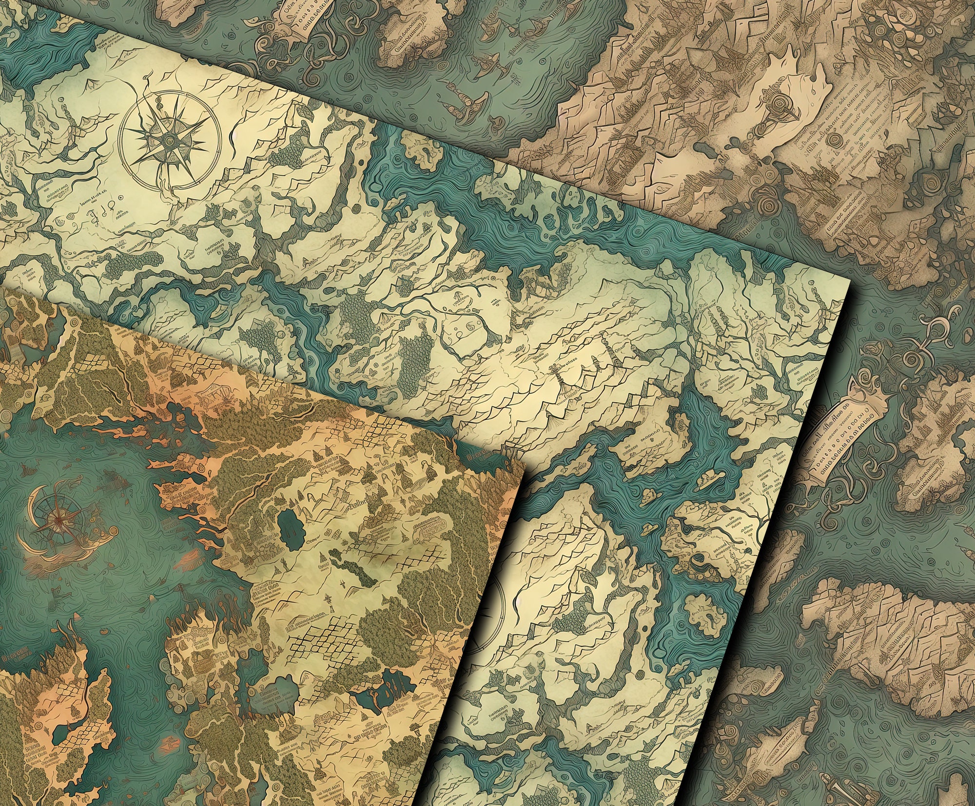 Fantasy Maps Digital Paper, Vintage Maps, World Map Scrapbook Paper ...