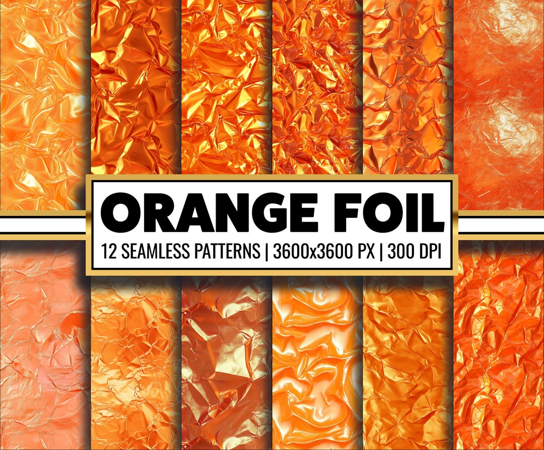 Orange Foil Digital Paper Metallic Orange Seamless Pattern Orange Gold ...