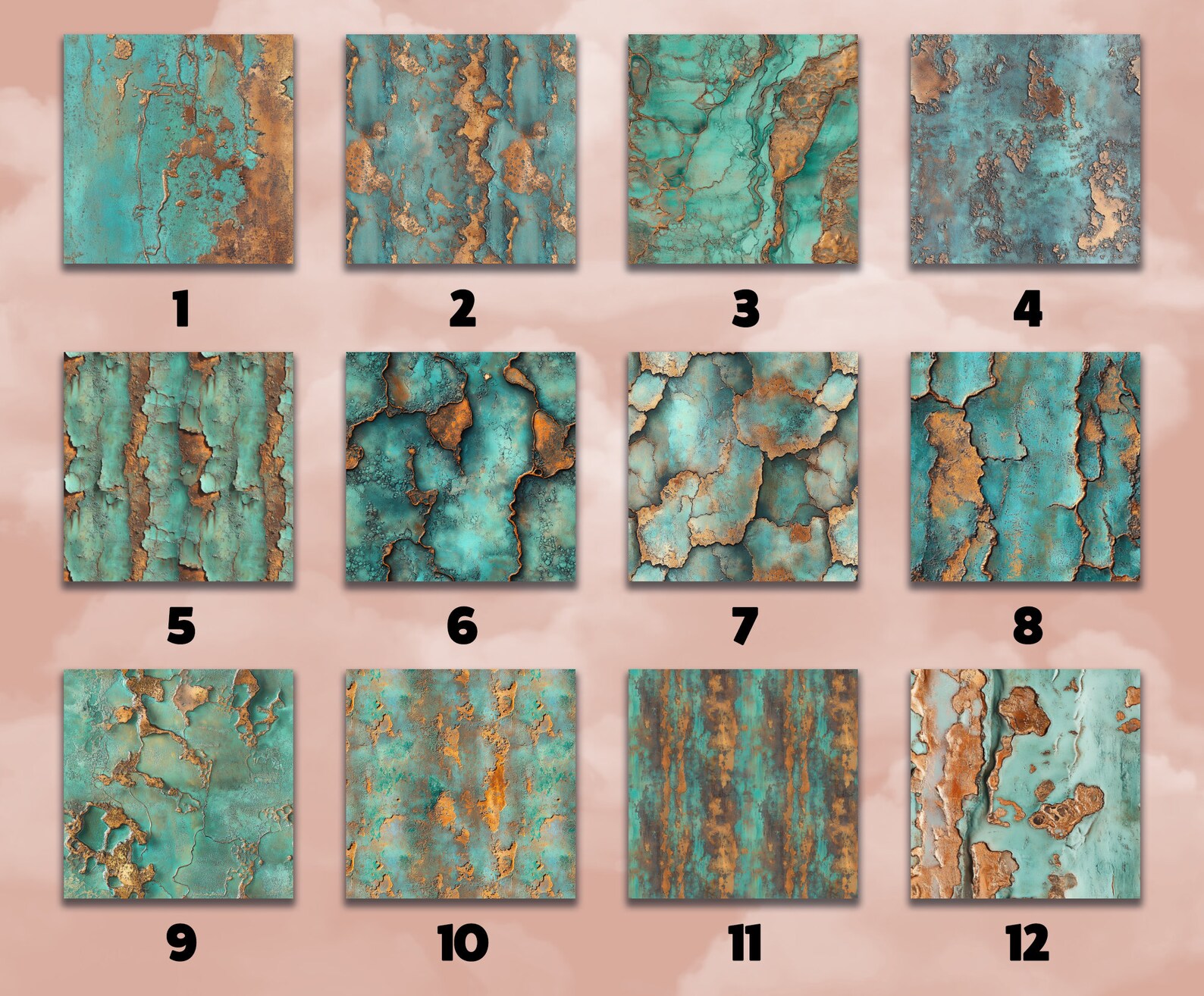 Distressed Copper Patina Seamless Digital Paper Grunge Antique Copper ...