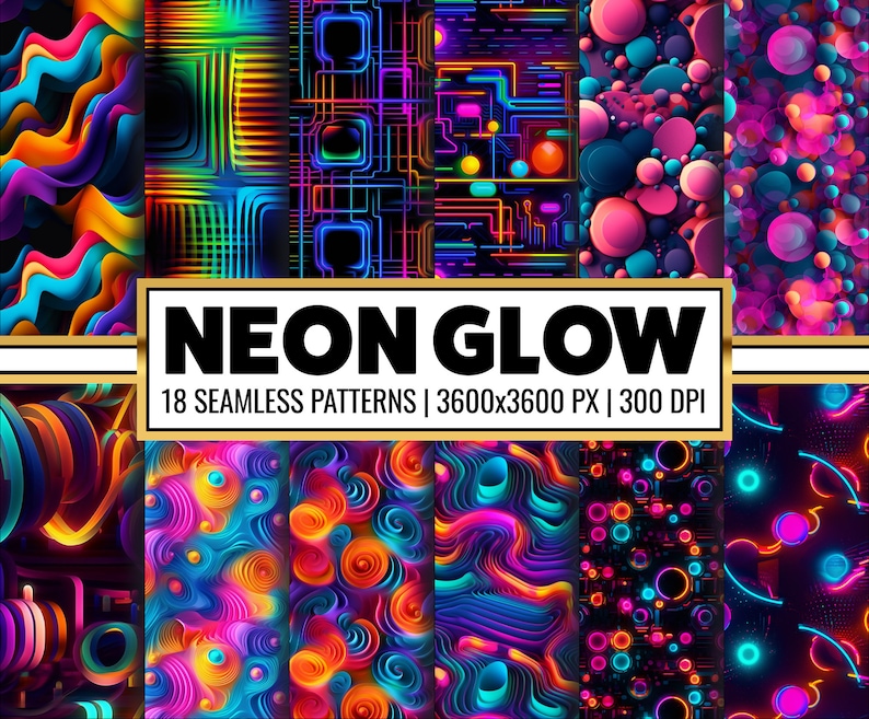 Glow Digital Paper, Neon Background, Cyberpunk Paper Pack, for ...