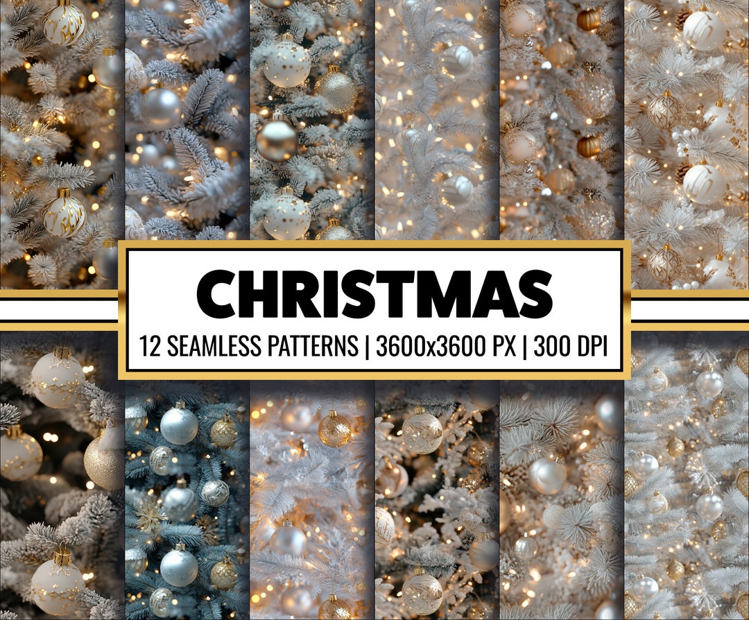 Seamless White Christmas Digital Paper Winter Holiday Background ...