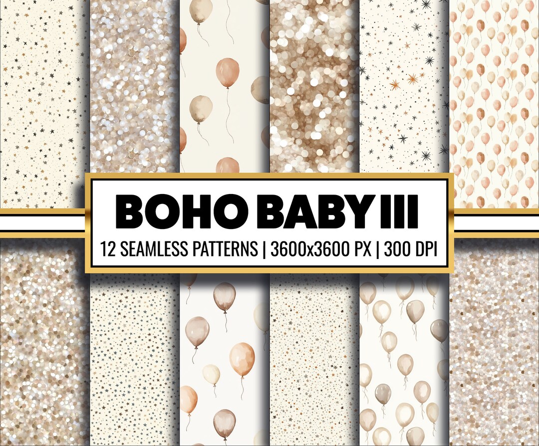 Neutral Boho Baby Digital Paper Baby Nursery Scrapbook Baby Shower ...
