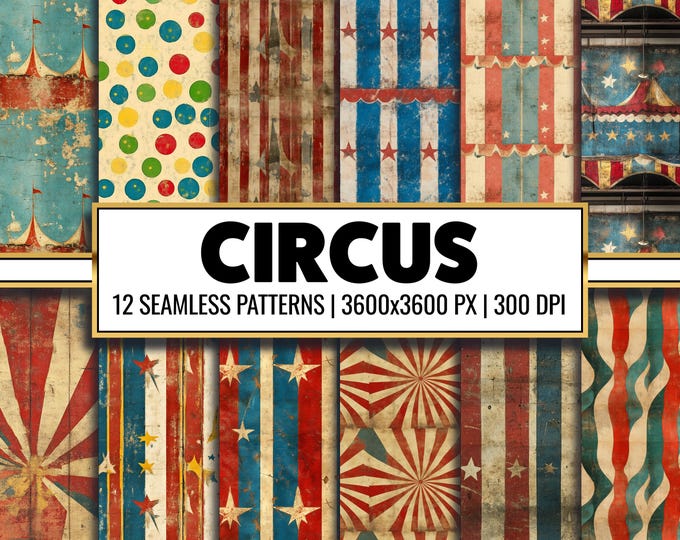 Circus Digital Paper - Vintage Circus Party, Carnival, Stripes ...
