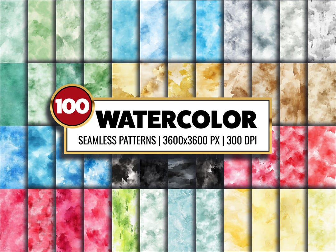 Watercolor Graphics Bundle Digital Paper Watercolor Seamless Pattern ...