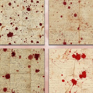 Blood Spattered Letter Digital Paper Blood Drip Ephemera Grunge Letter ...