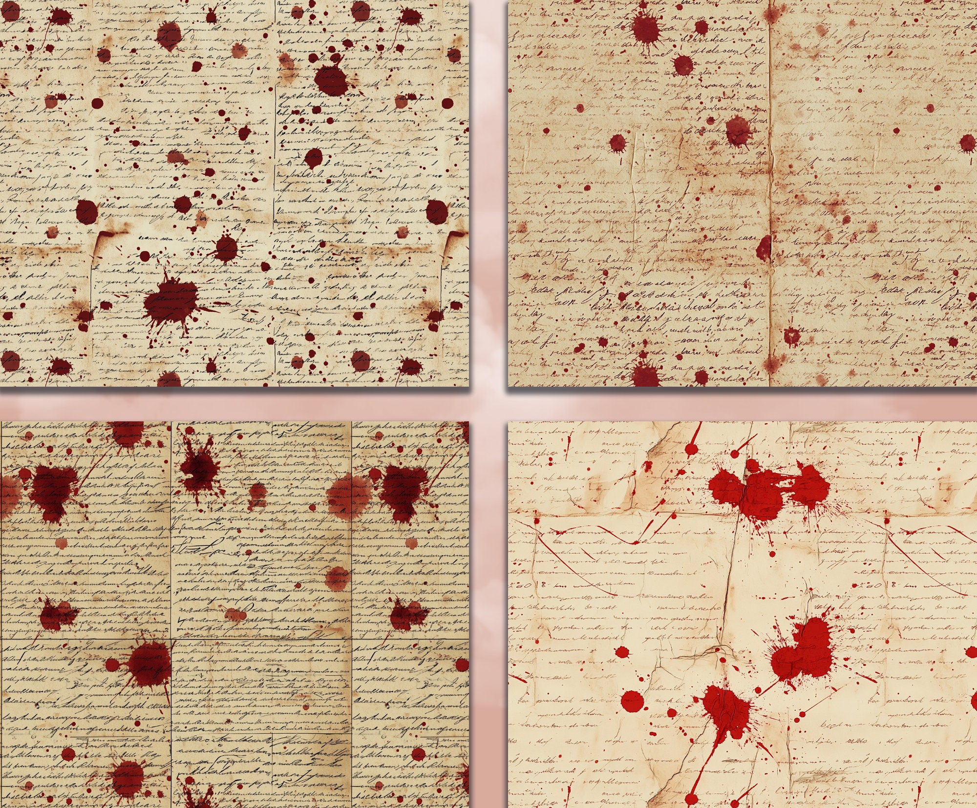 Blood Spattered Letter Digital Paper Blood Drip Ephemera Grunge Letter ...
