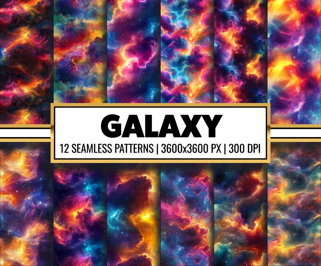 Galaxy Digital Paper Nebula Space Seamless Pattern Stardust Backdrop ...
