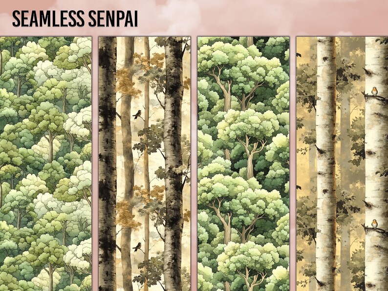 Woodland Forest Digital Paper: Mushroom Seamless Pattern (PNG, 12x12 ...