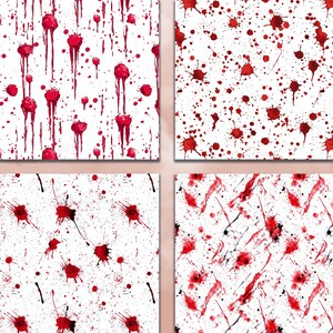 Blood Splatter Digital Paper Red Splatter Seamless Pattern Crime Scene ...