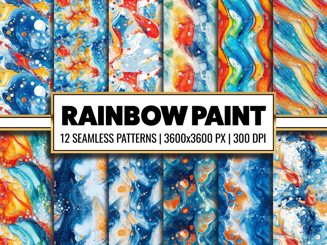 Rainbow Sticky Digital Paper Abstract Paint Seamless Pattern Colorful ...