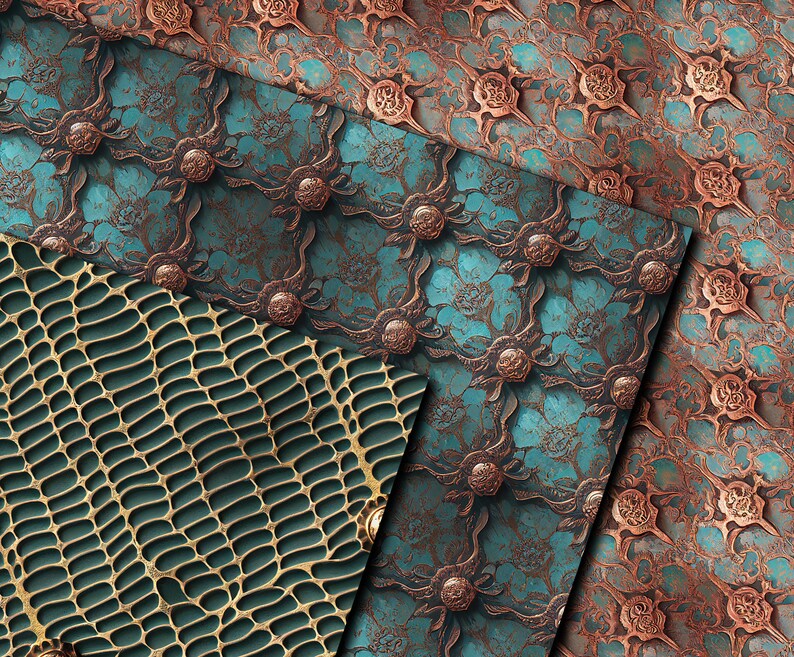 Distressed Patina Digital Paper Seamless Antique Copper - Etsy