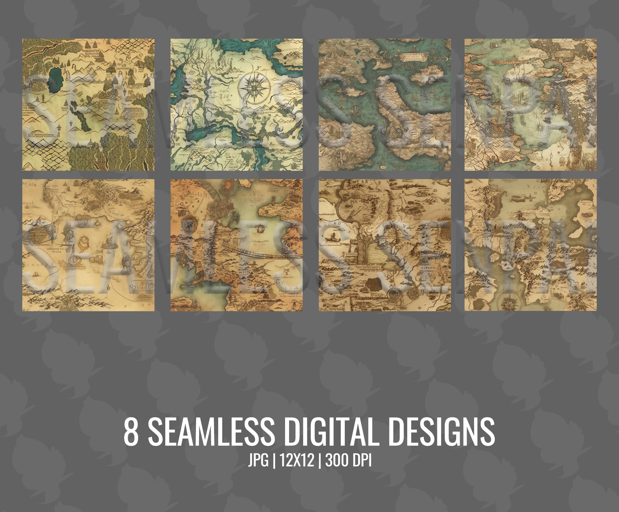 Fantasy Maps Digital Paper, Vintage Maps, World Map Scrapbook Paper ...