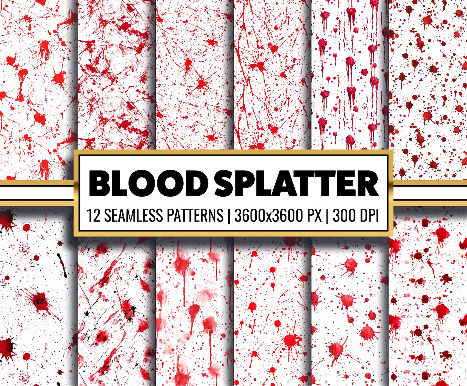 Blood Splatter Digital Paper Red Splatter Seamless Pattern Crime Scene ...