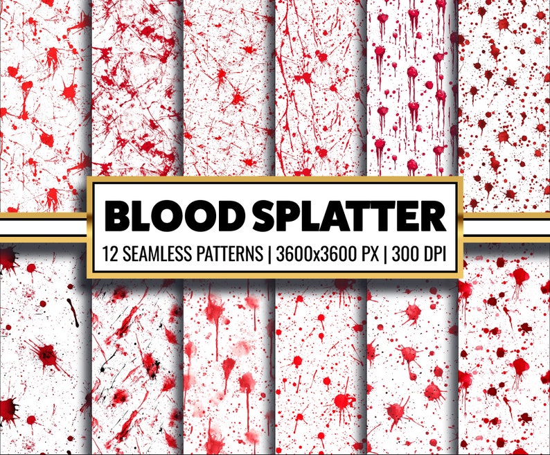 Blood Splatter Digital Paper Red Splatter Seamless Pattern Crime Scene ...
