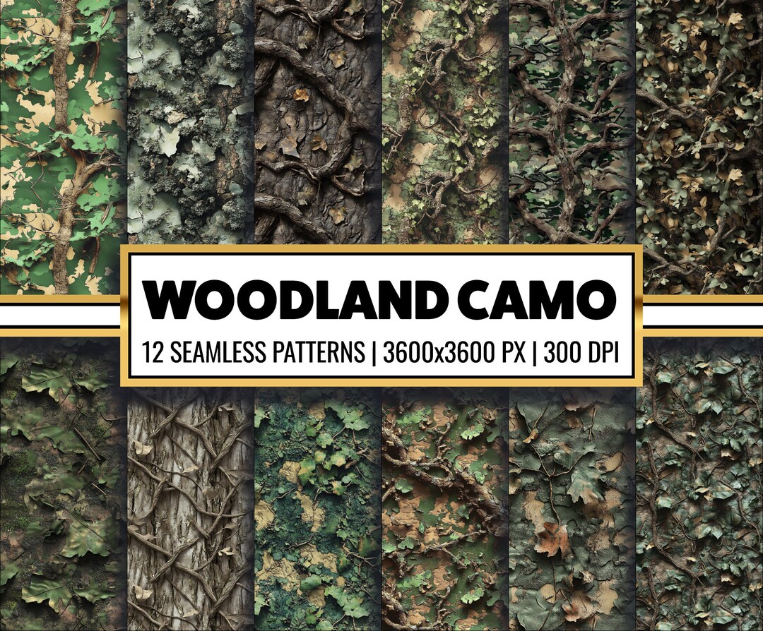 Woodland Camo Digital Paper: Seamless Camouflage Texture (PNG) - Etsy