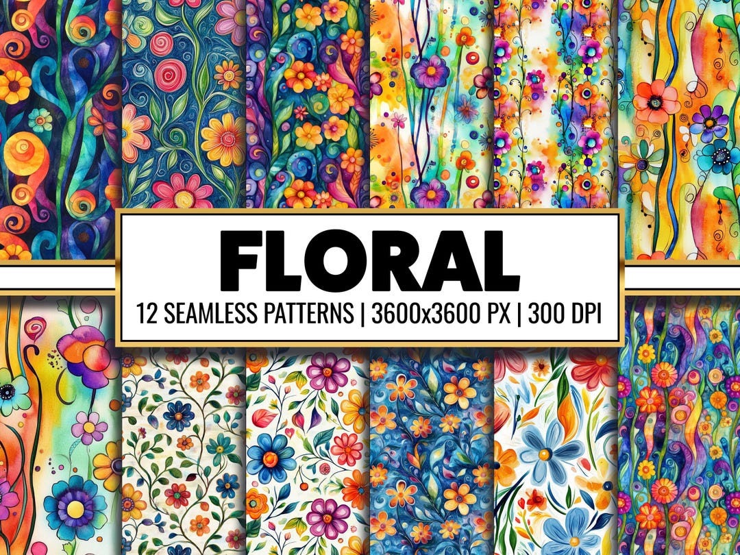 Watercolor Floral Digital Paper: Abstract Flower Patterns (digital ...