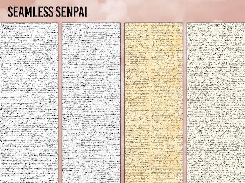 Vintage Handwriting Digital Paper Script Writing Seamless Pattern Old ...