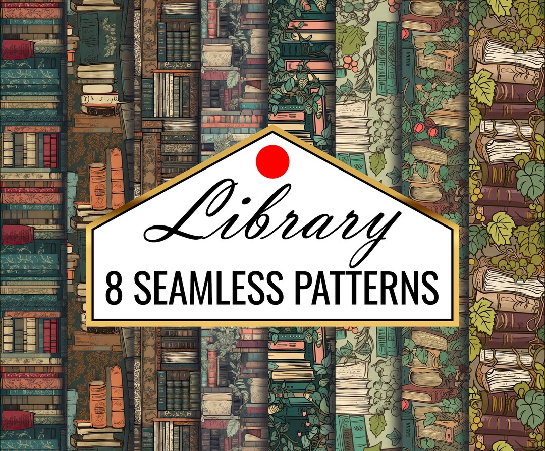 Library Books Digital Paper Texture Backgrounds Printable - Etsy