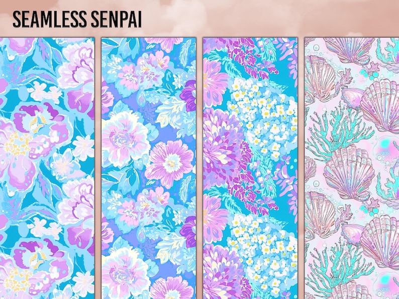 Mermaid Digital Paper: Sea Seamless Patterns (digital Download) - Etsy