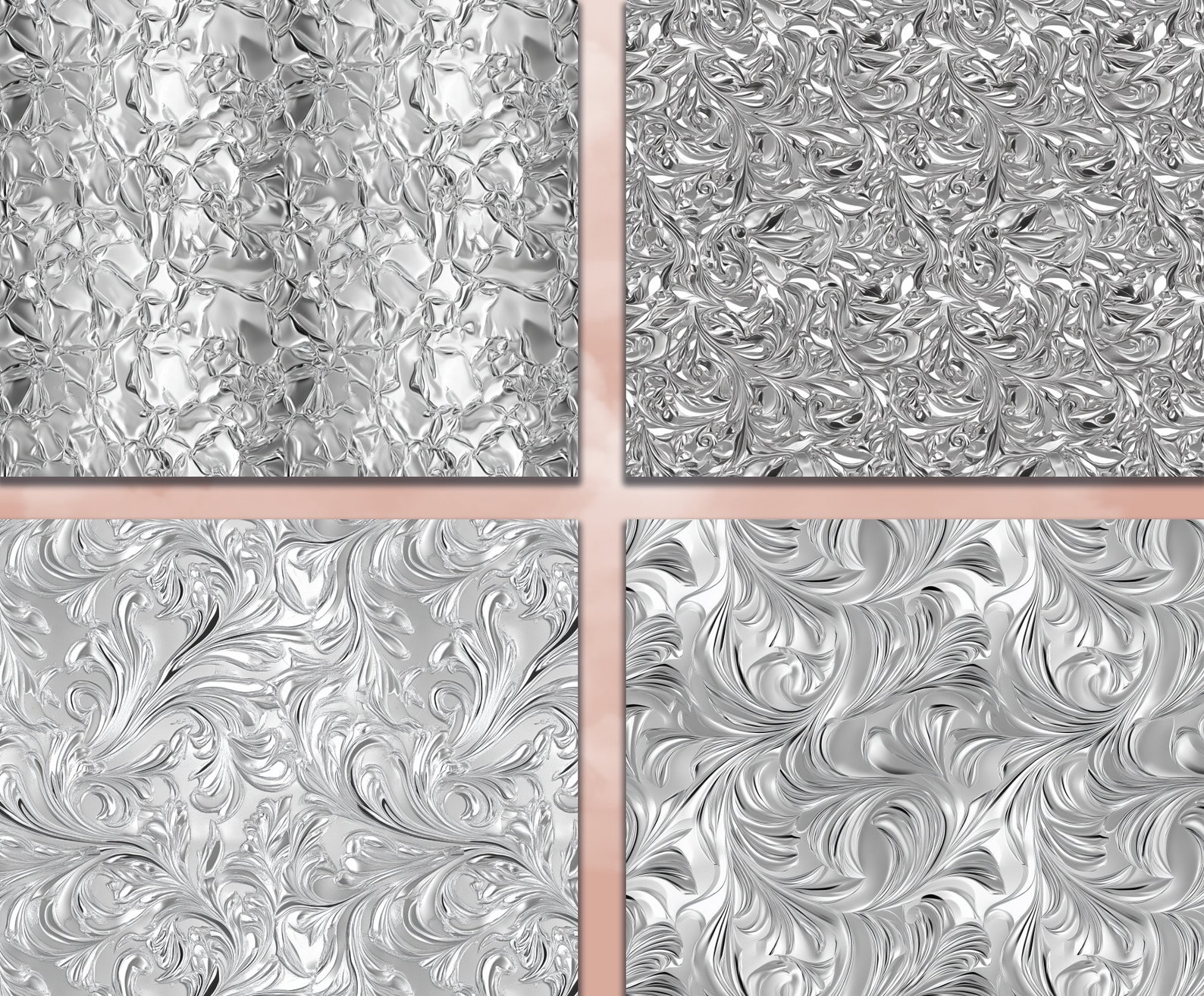 Silver Foil Digital Paper: 12 Seamless Patterns (digital Download) - Etsy