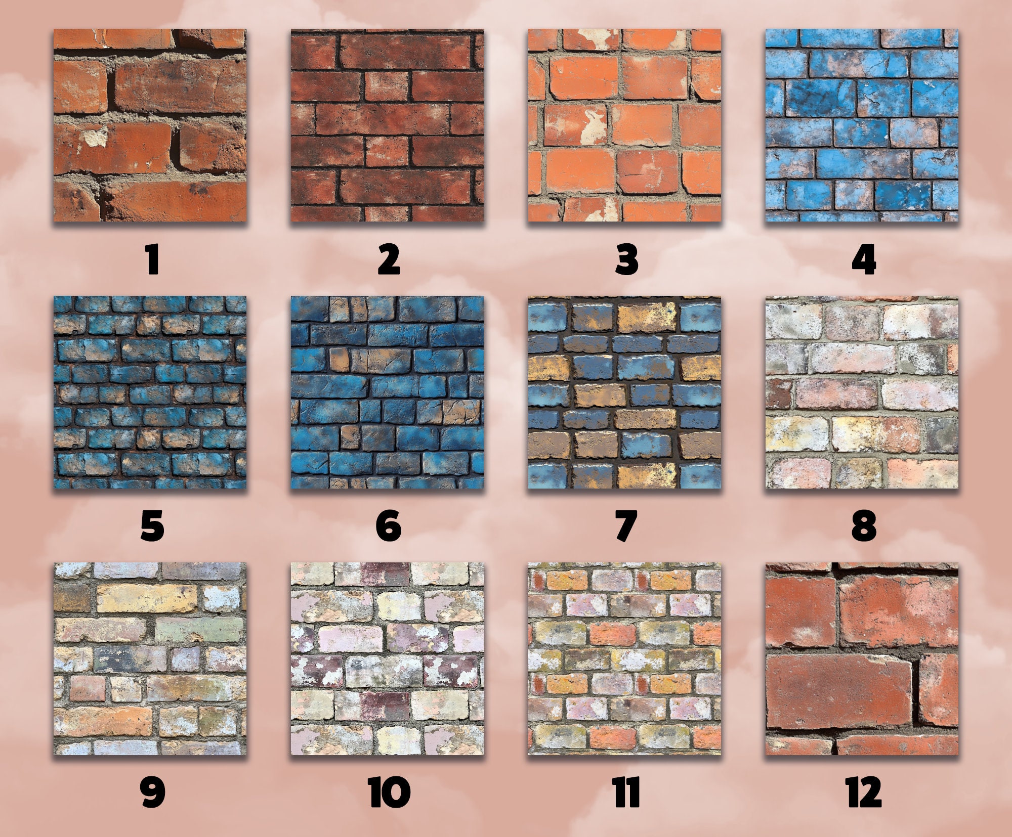 Brick Digital Paper Stone Seamless Pattern Brick Wall Texture Rustic ...