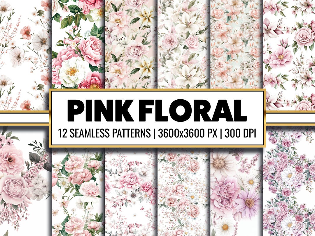 Shabby Pink Floral Digital Paper Pink Flower Seamless Pattern Dusty ...