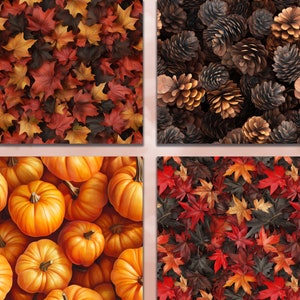 Rustic Fall Digital Paper Pack, Autumn Pumpkin Printable Pages, Fall ...