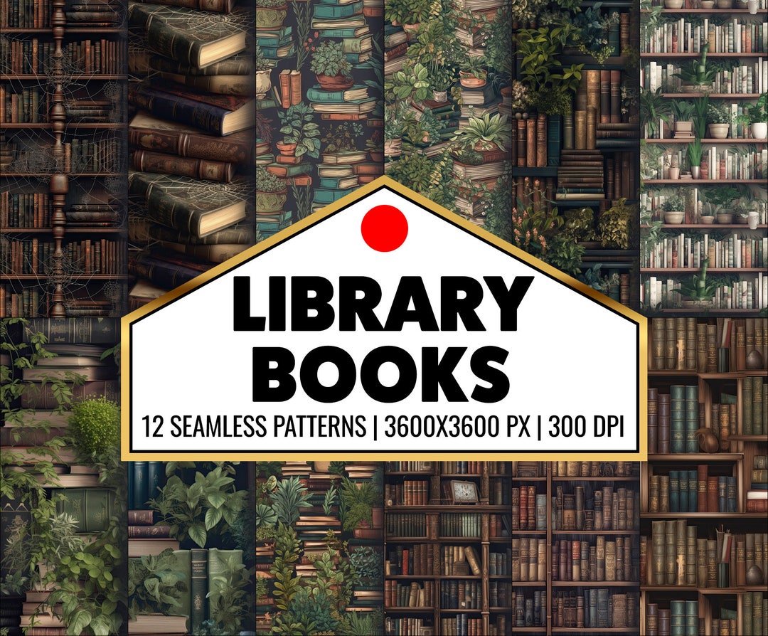 Library 2 Books Digital Paper, Texture Backgrounds Printable Scrapbook ...