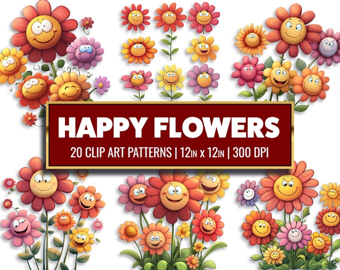 16 Happy Flowers Clipart, Smiling Flowers Clipart, High Quality Jpgs ...