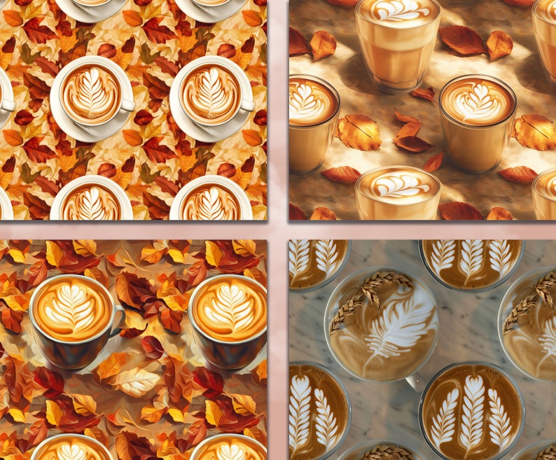 Cafe Latte Digital Paper Pack, Fall Late Printable Paper, Seamless ...