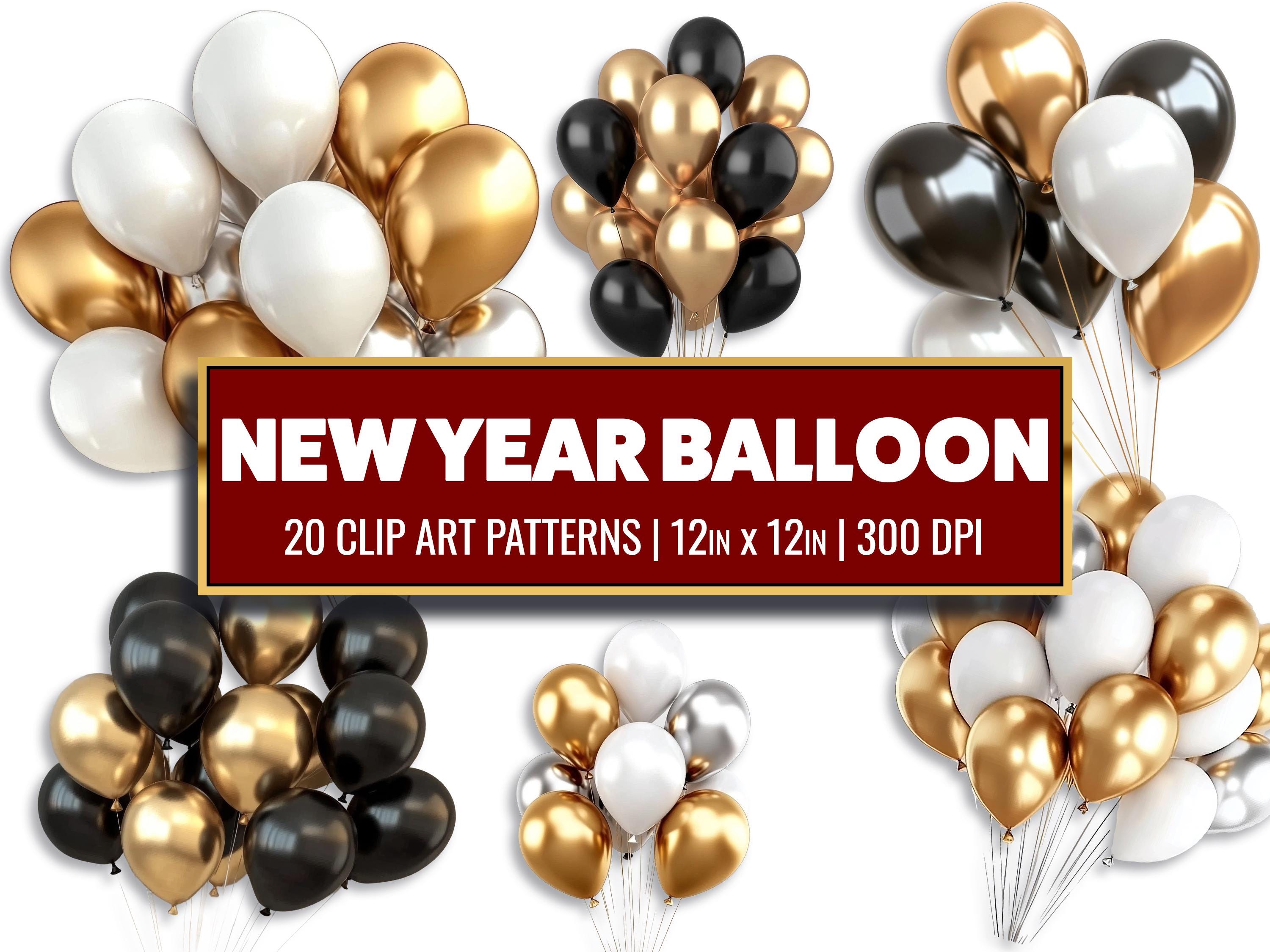 Gold Balloon Clipart New Year Balloon Digital Paper Foil Balloon Paper ...