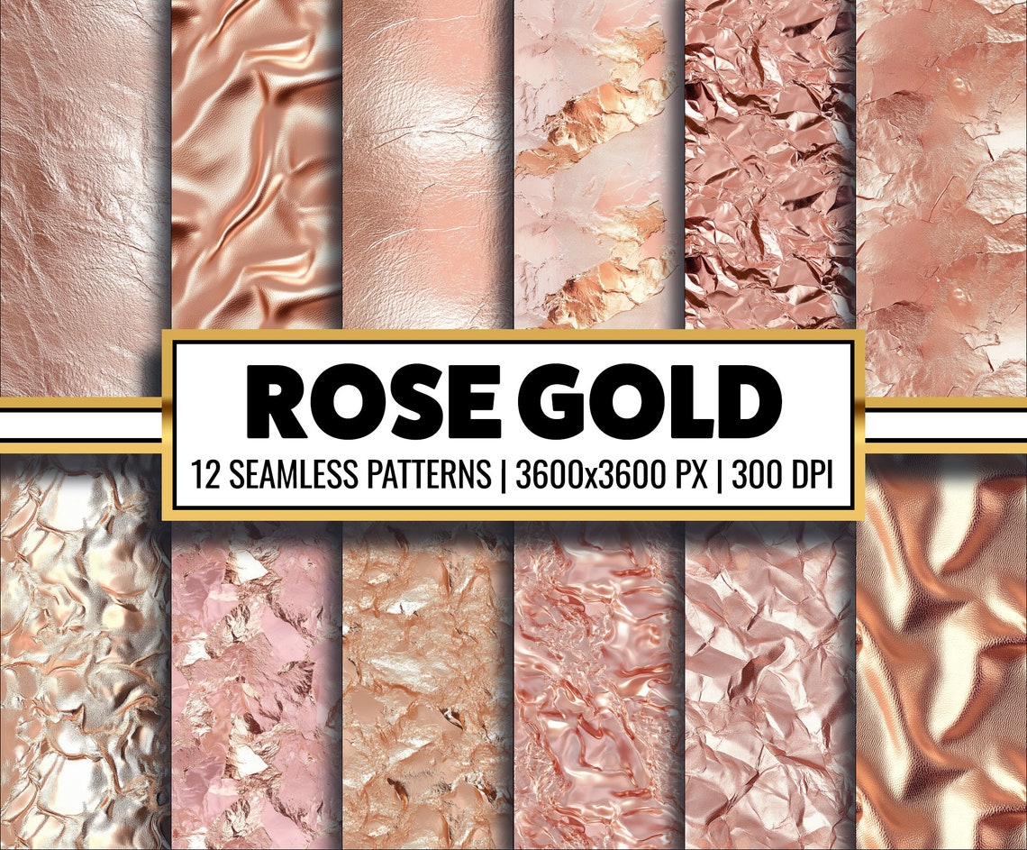 Rose Gold Digital Paper Metallic Blush Pink Seamless Pattern Rose Gold ...