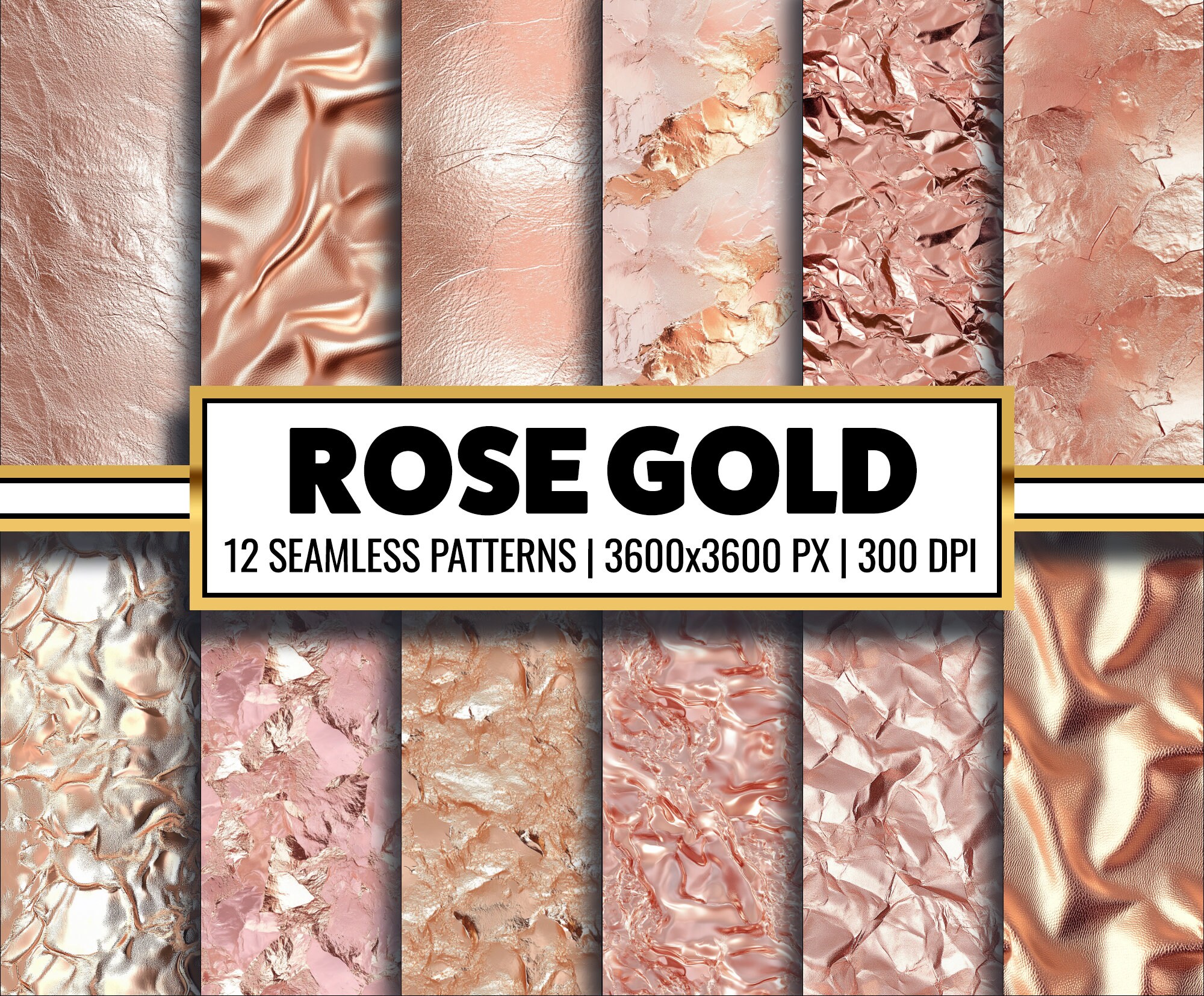 Rose Gold Digital Paper Metallic Blush Pink Seamless Pattern Rose Gold ...