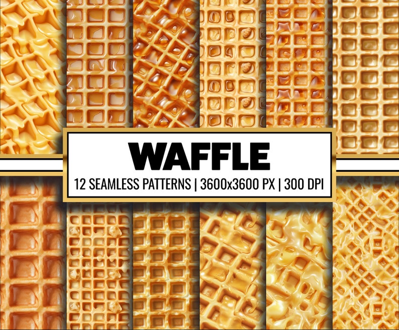 Waffle Digital Paper Breakfast Seamless Pattern Breakfast Food ...