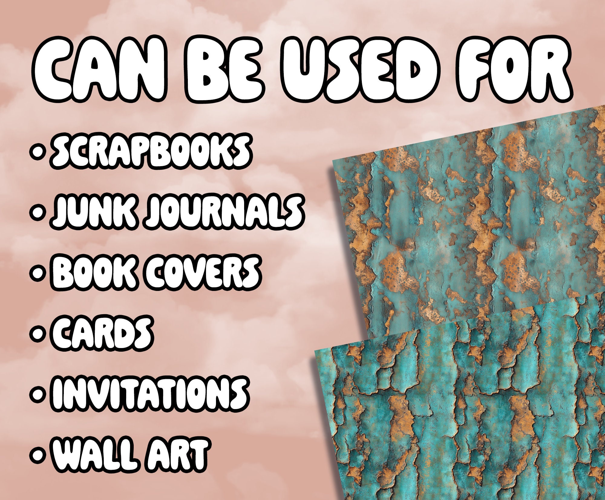 Distressed Copper Patina Seamless Digital Paper Grunge Antique Copper ...