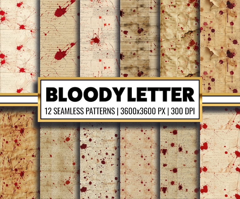 Blood Spattered Letter Digital Paper Blood Drip Ephemera Grunge Letter ...
