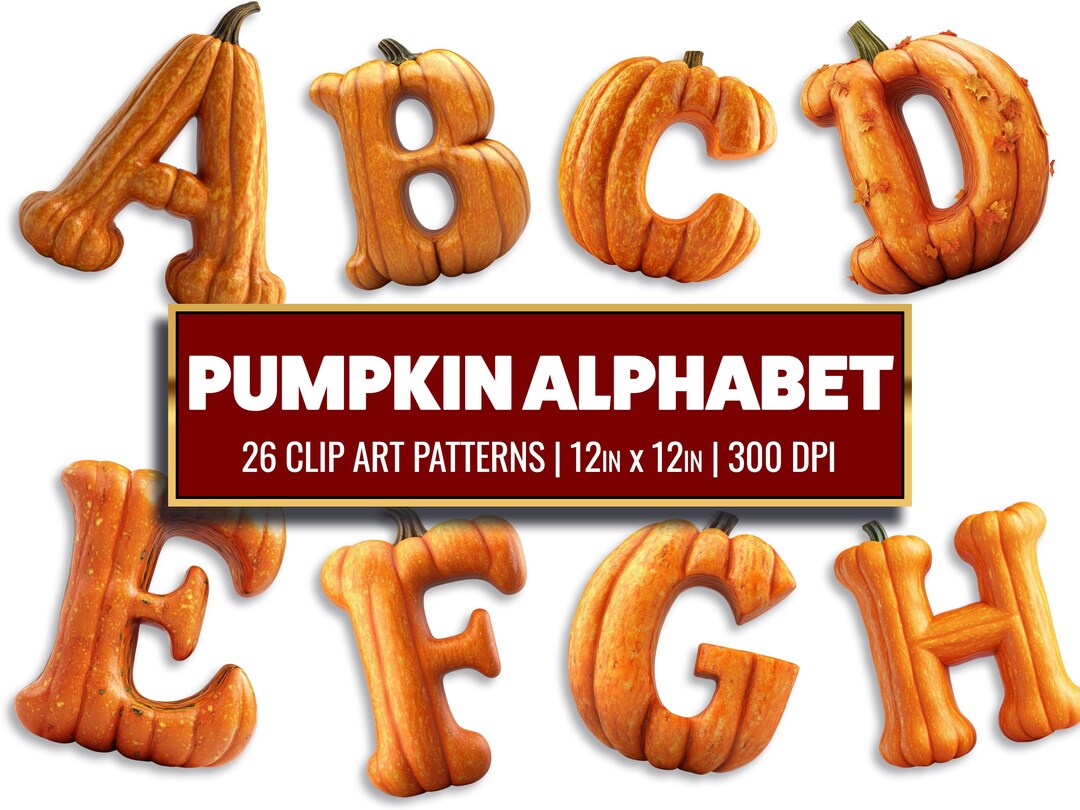 Pumpkin Alphabet Clipart: Halloween Letters, Paper Craft (digital ...