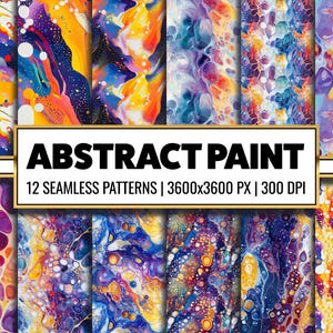 Abstract Paint Digital Paper: Rainbow Brush Stroke Seamless Patterns ...