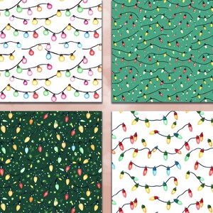 Christmas Lights Digital Paper: Seamless Xmas Light Patterns (digital ...