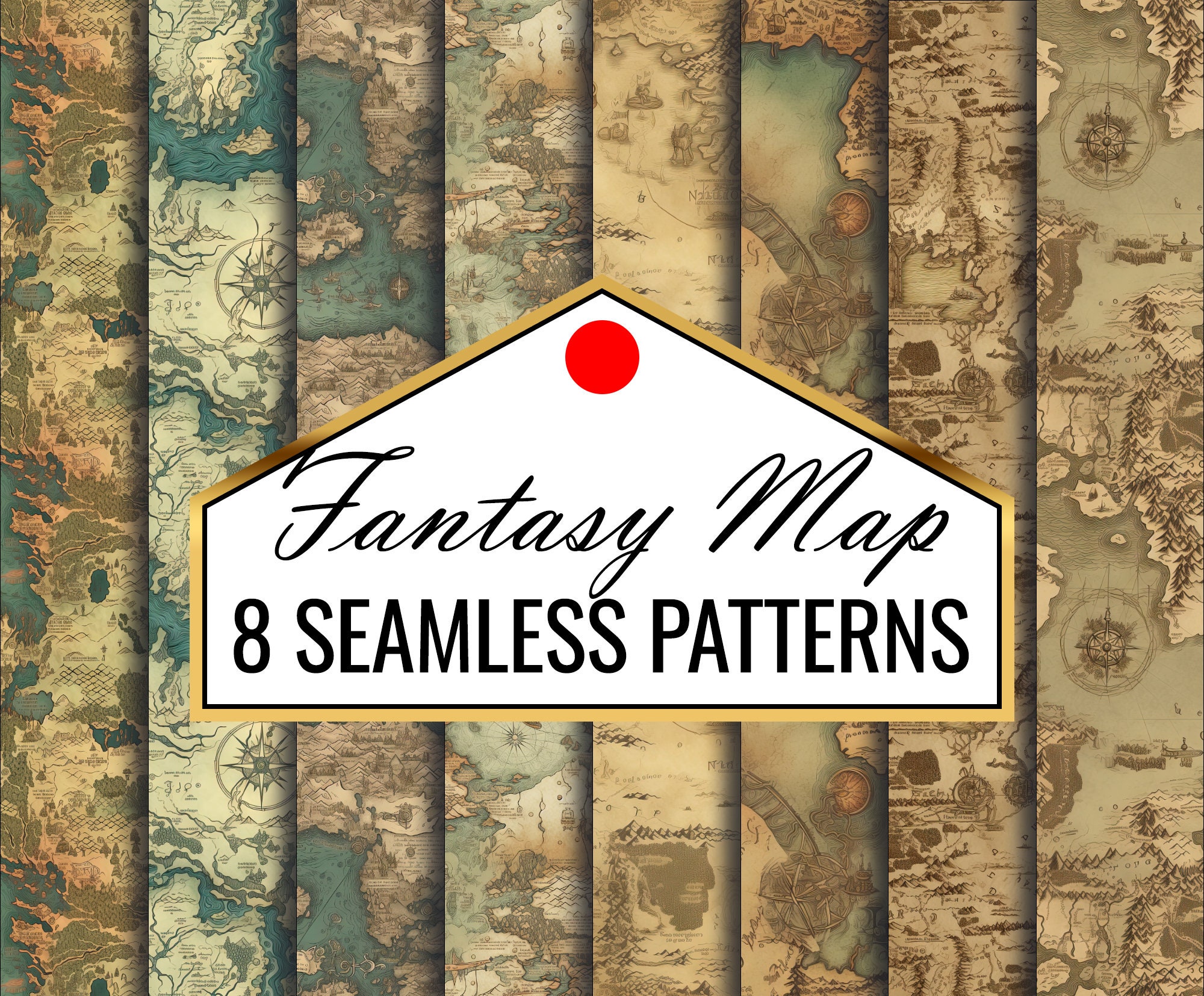 Fantasy Maps Digital Paper, Vintage Maps, World Map Scrapbook Paper ...