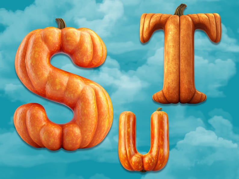 Pumpkin Alphabet Clipart: Halloween Letters, Paper Craft (digital ...