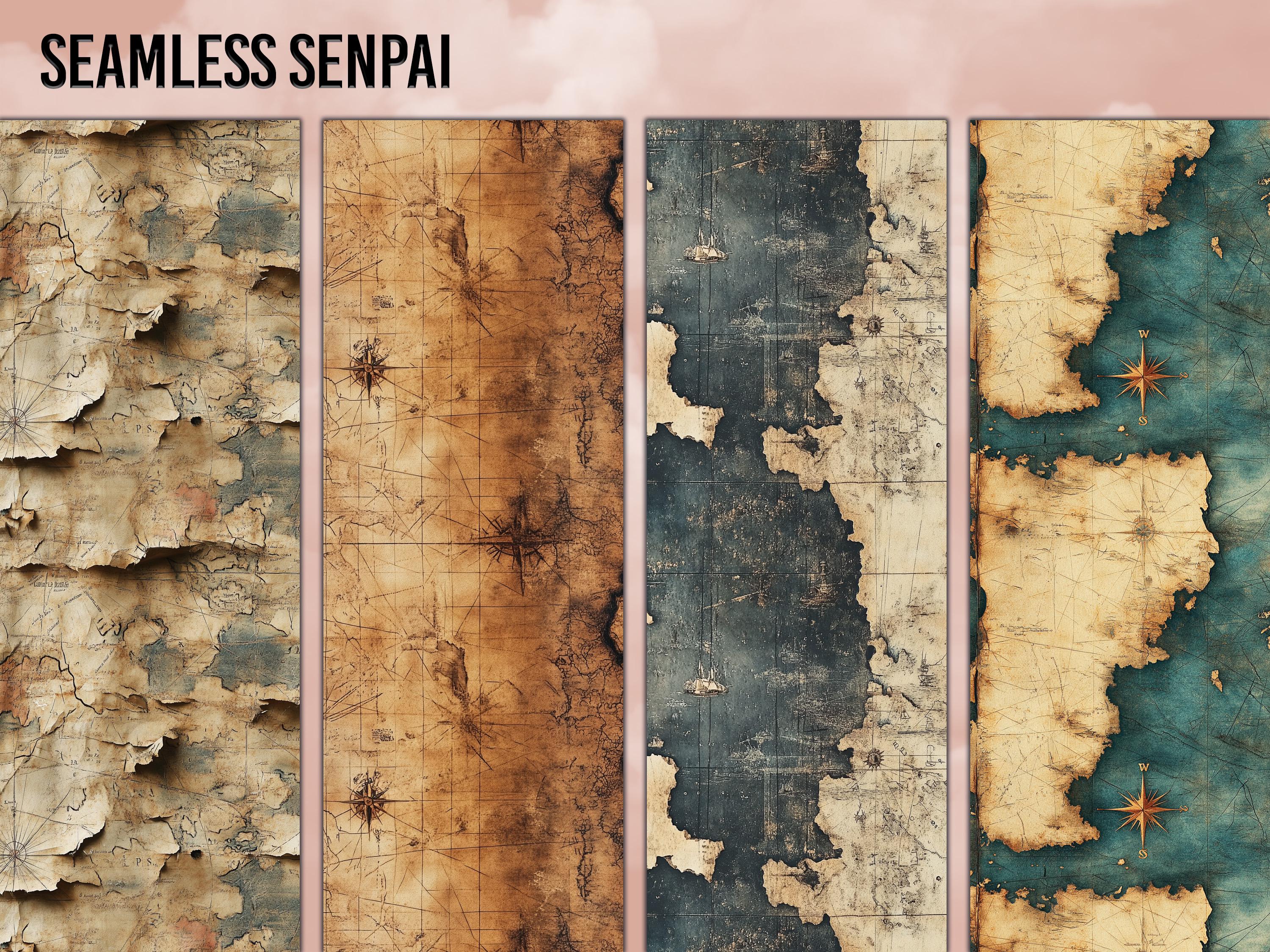 Nautical Map Digital Paper Vintage Map Seamless Pattern World Map Junk ...