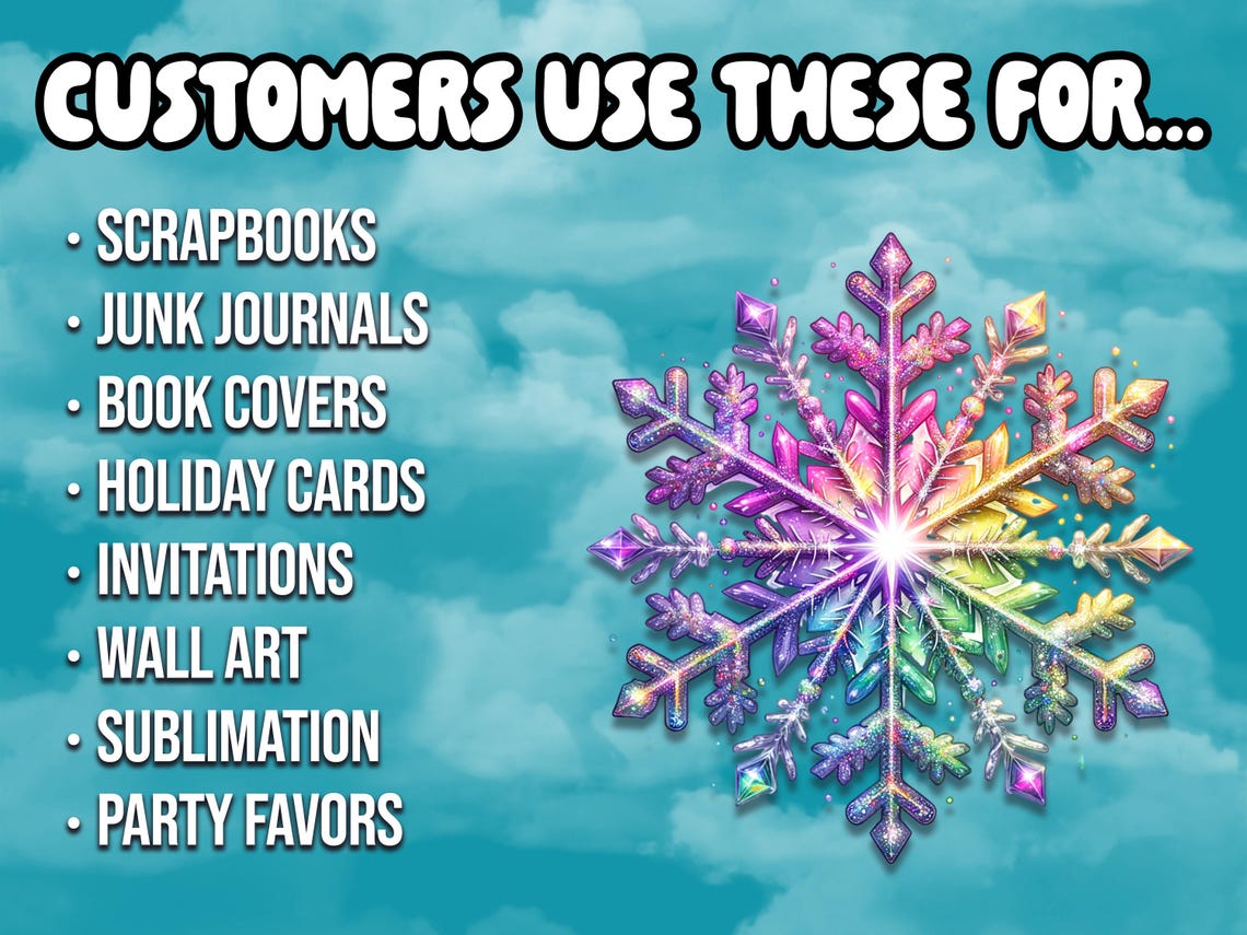 Snowflake Clip Art Snow Digital Paper Christmas Clipart - Etsy