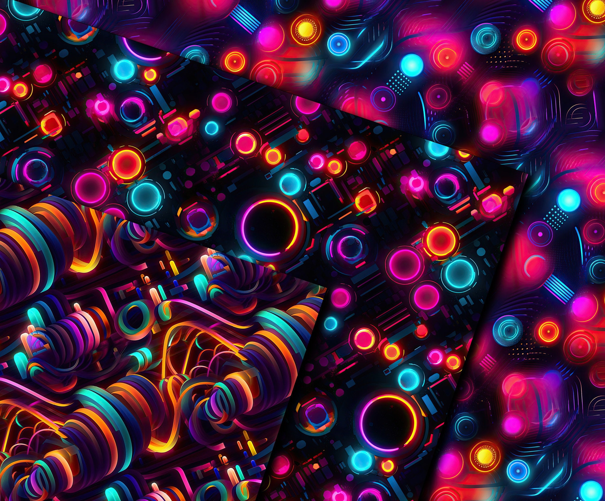 Glow Digital Paper, Neon Background, Cyberpunk Paper Pack, for ...