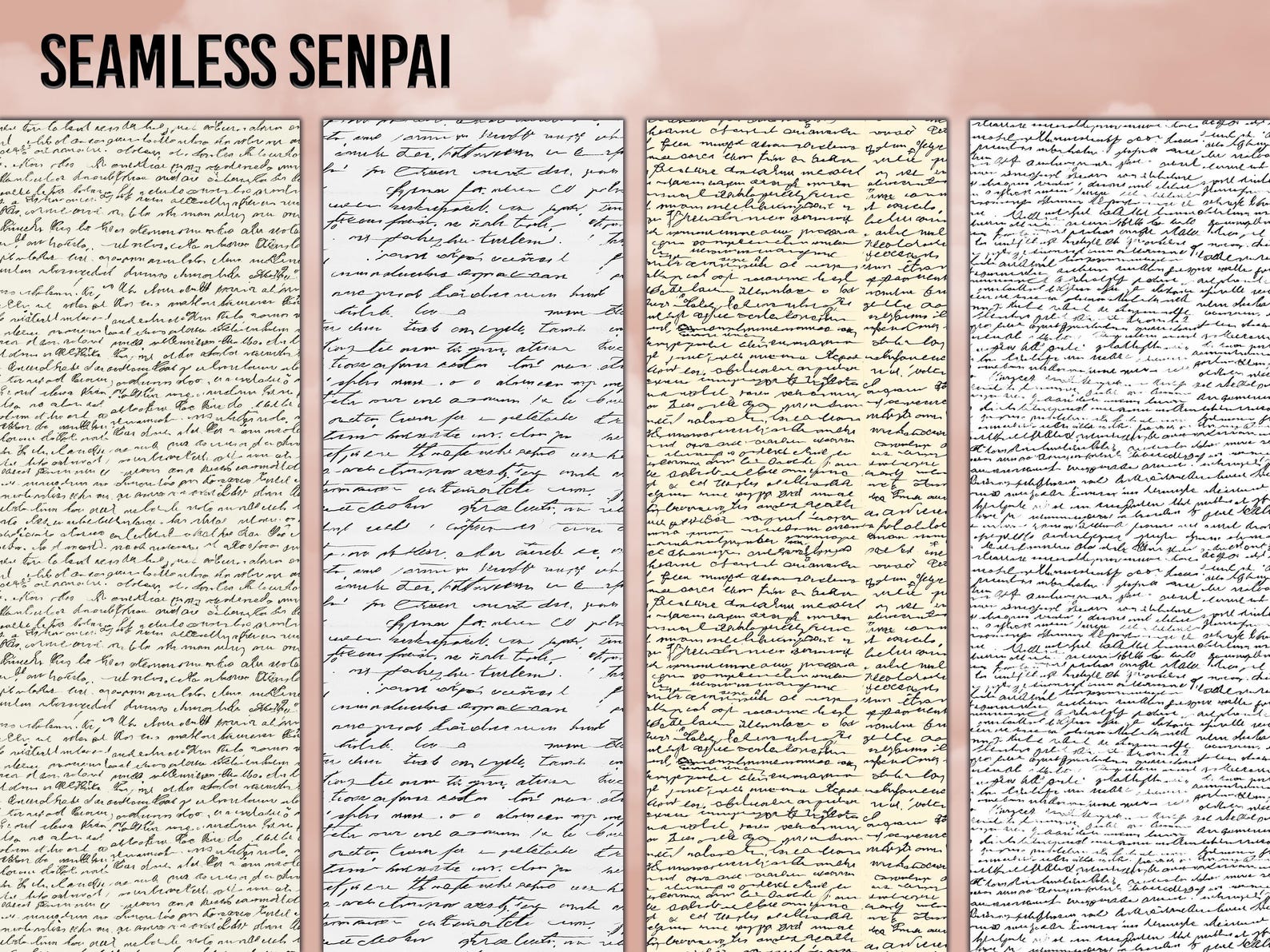 Vintage Handwriting Digital Paper Script Writing Seamless Pattern Old ...