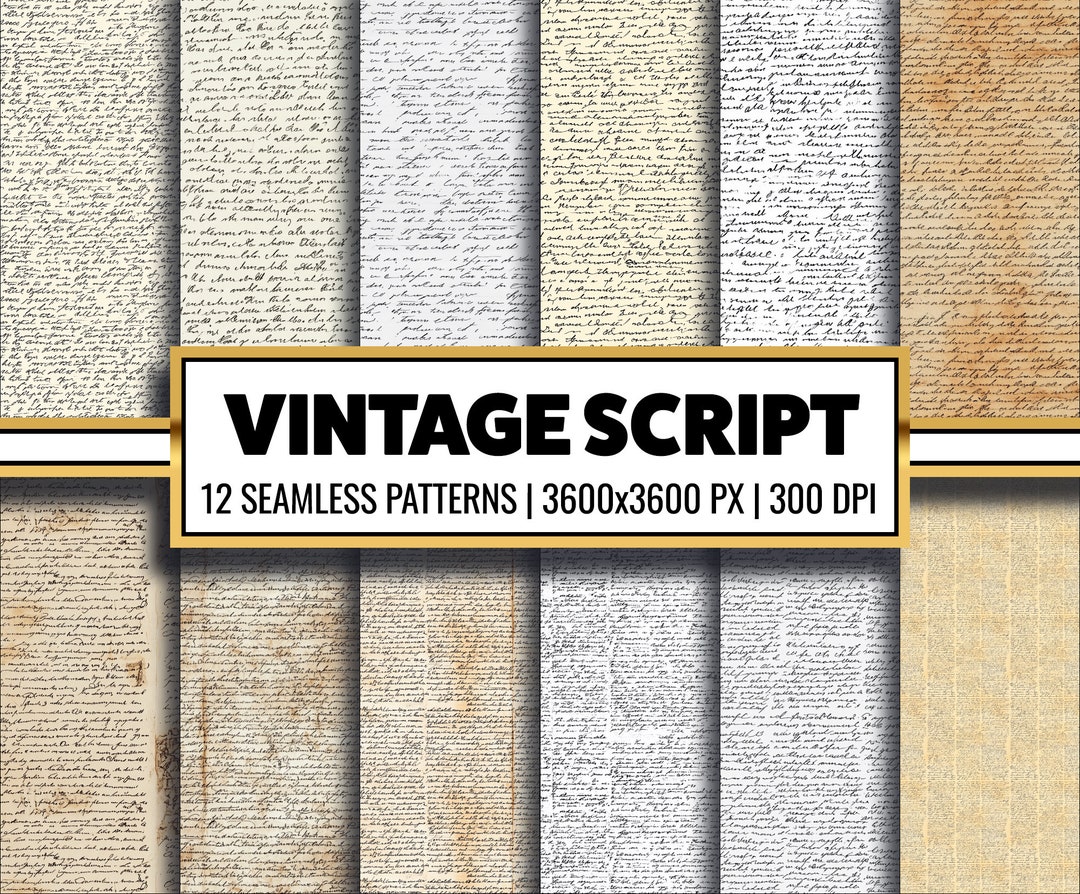 Vintage Handwriting Digital Paper Script Writing Seamless Pattern Old ...