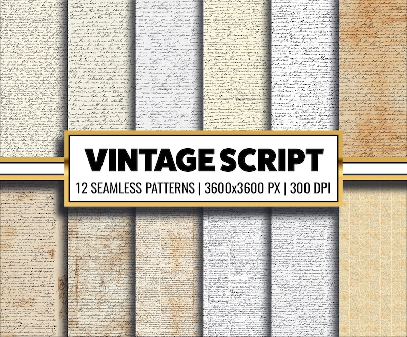 Vintage Handwriting Digital Paper Script Writing Seamless Pattern Old ...