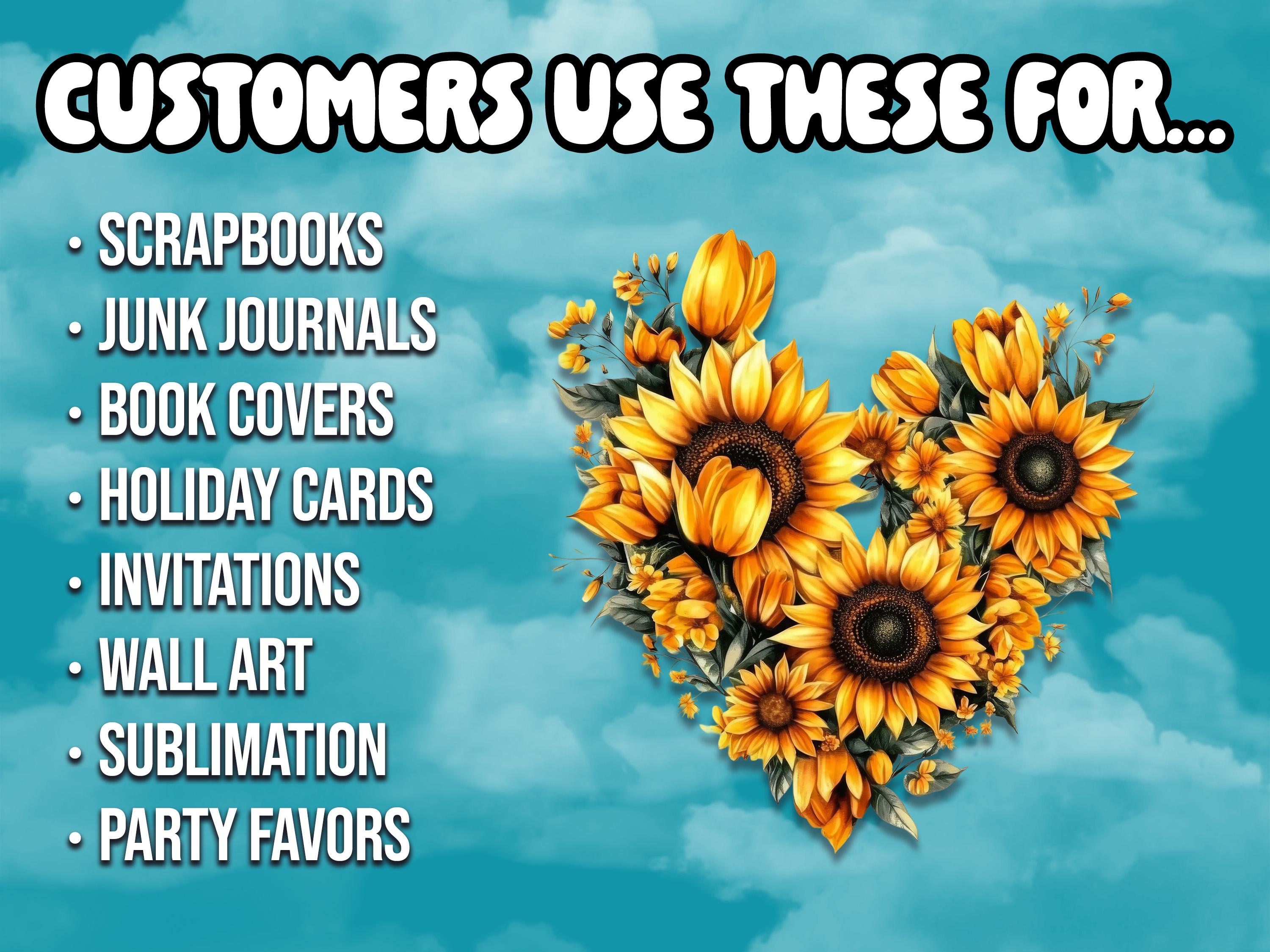 Sunflower Heart Clip Art Yellow Flower Heart Digital Paper Valentine's ...